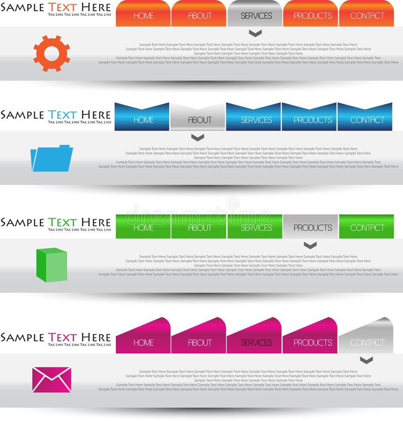 Web Elements Multicolored Shiny Vector Button Set Stock Vector - Illustration of futuristic ...