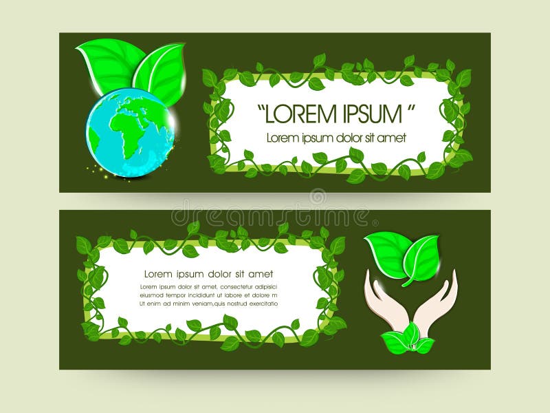 Green Header or Banner, Poster and Template Design Decorated with ...