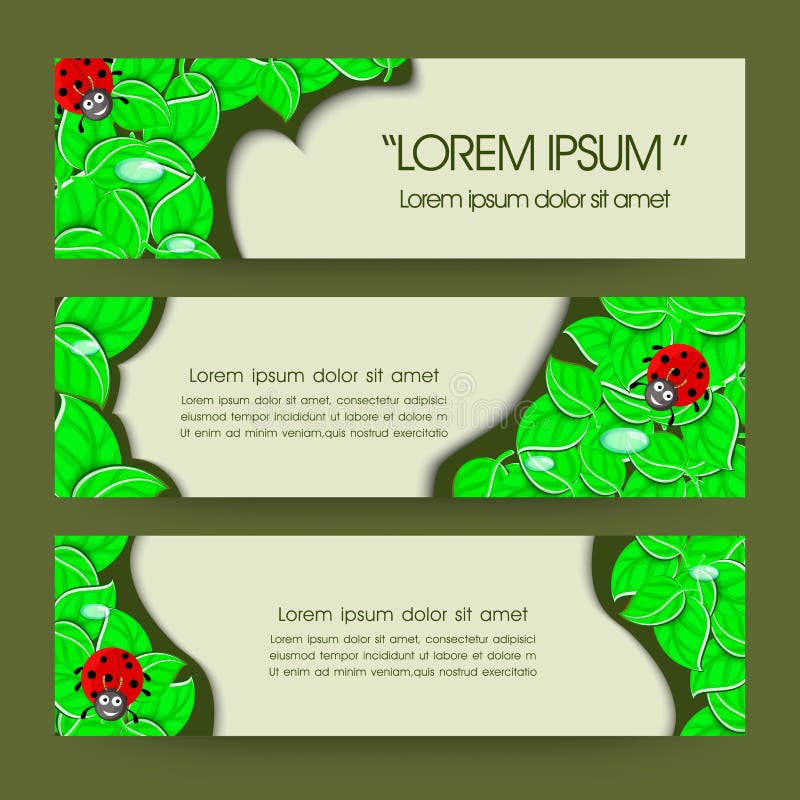 Web header or banner set. stock illustration. Illustration of insect ...