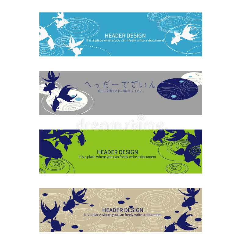 Web Header Design with Japanese Style Goldfish, Stock Vector ...