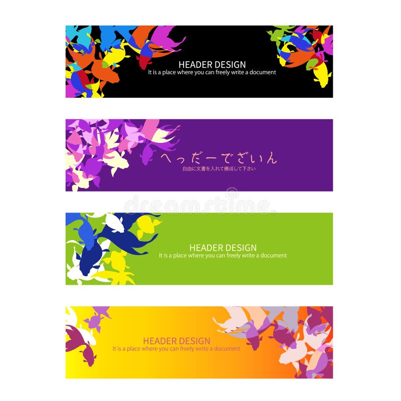 Web Header Design with Japanese Style Goldfish, Stock Vector ...