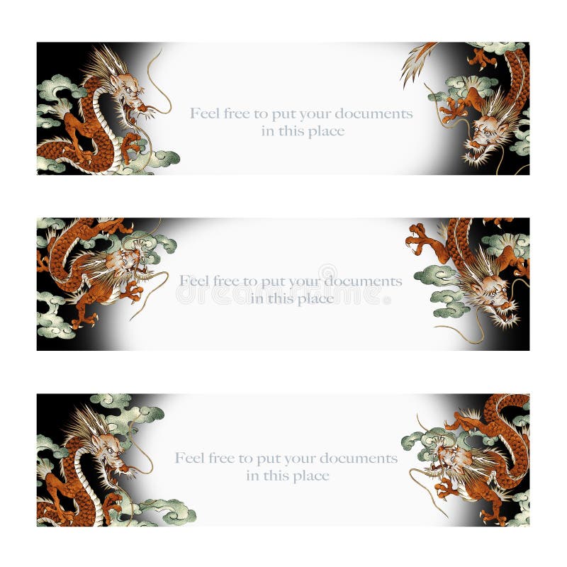 Web Header Design Using the Japanese-style Dragon Stock Illustration ...