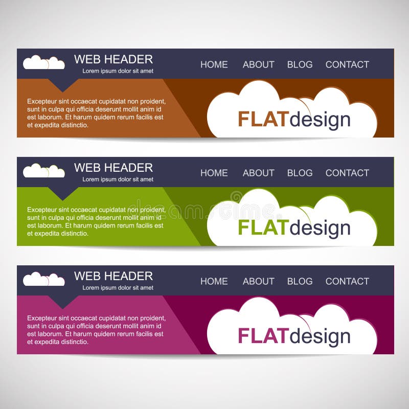 Web Header in Flat Design Style Stock Vector - Illustration of business ...