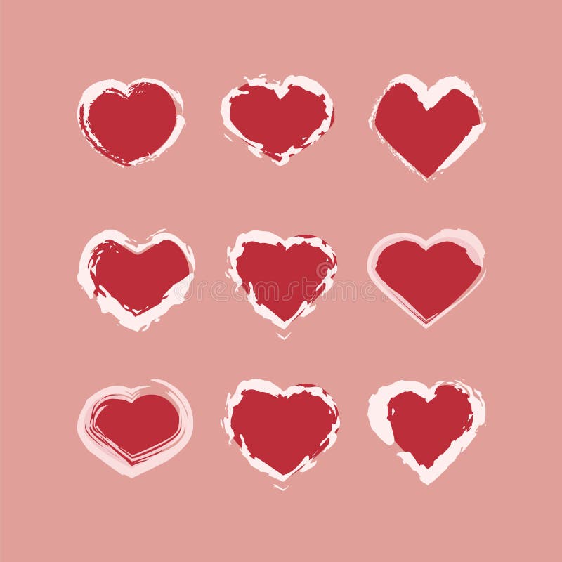 Heart Set. Hand Drawn Vector Isolated Stock Illustration - Illustration ...