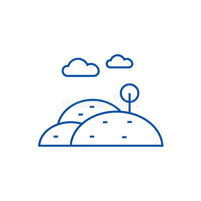 Hills Line Icon Concept. Hills Flat Vector Symbol, Sign, Outline ...
