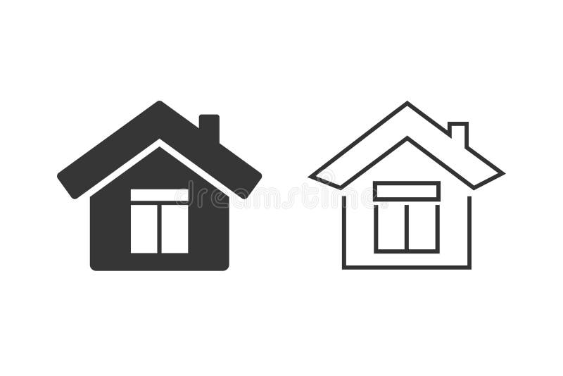 Web Home Line Icon Set in Flat. Vector Stock Vector - Illustration of ...