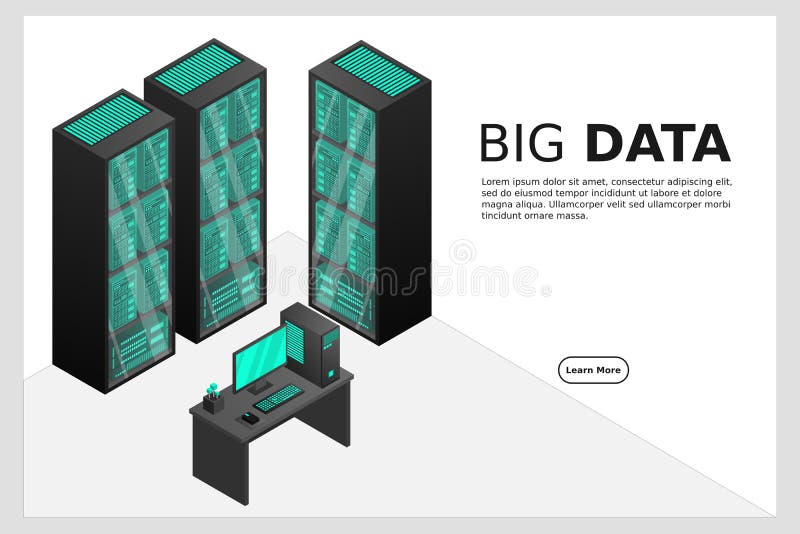 Web Hosting and Big Data Processing, Server Room Rack. Concept of Data Center Isometric Stock ...