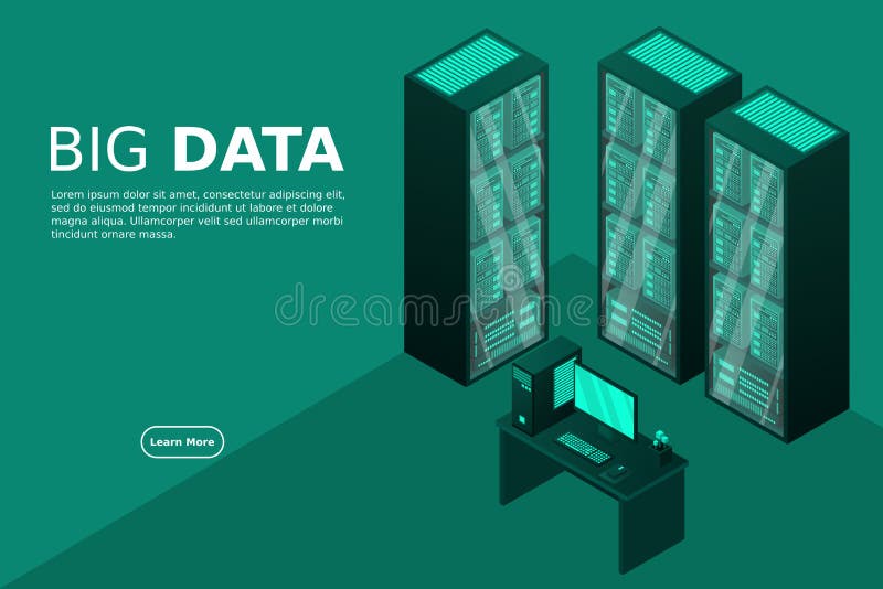 Web Hosting and Big Data Processing, Server Room Rack. Concept of Data Center Isometric Stock ...