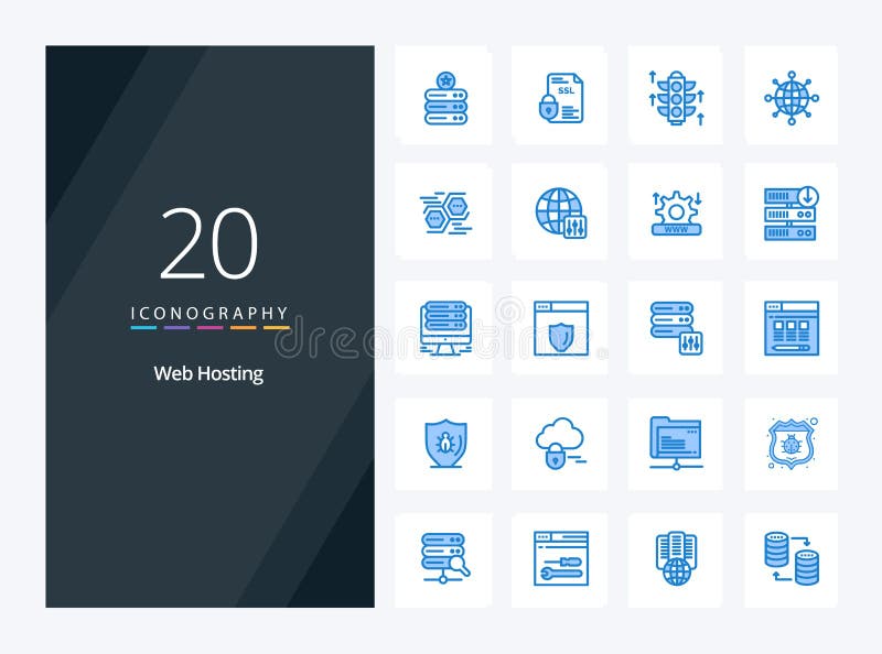 20 Web Hosting Blue Color Icon for Presentation Stock Vector ...