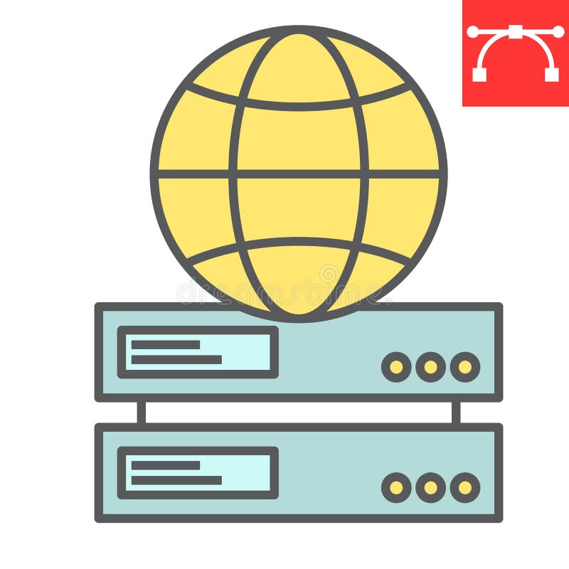 Web Hosting Color Line Icon Stock Vector - Illustration of editable ...