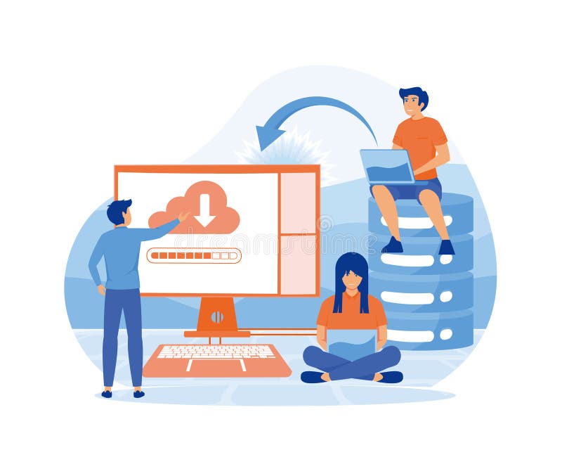 Data Center Technology Concept, Man Engineer Maintains Server Room and Controls Performance of ...