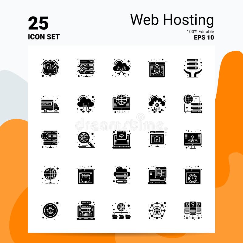 25 Web Hosting Icon Set. 100 Editable EPS 10 Files Stock Vector ...