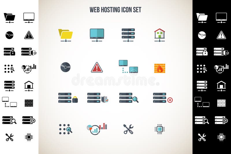 Web Hosting Icon Set. 16 Icon Set Stock Vector - Illustration of ...