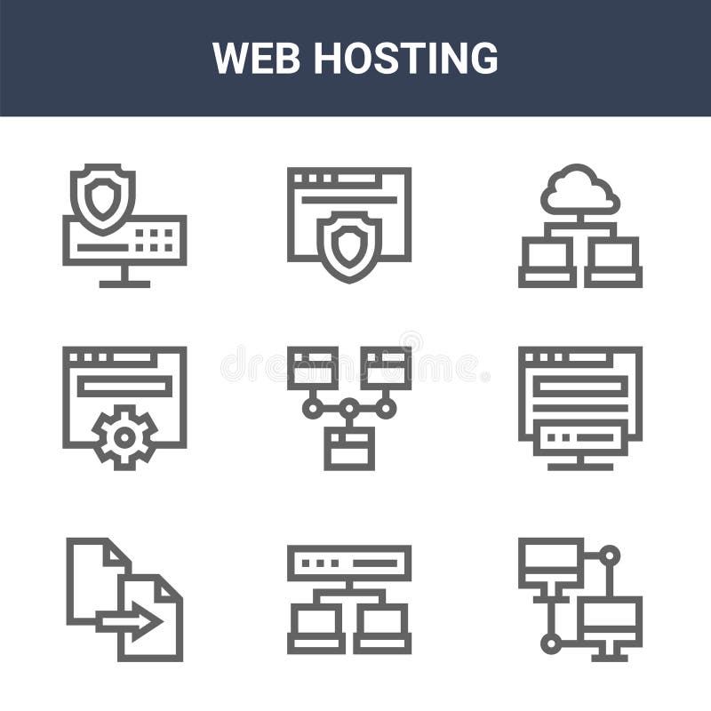 Web Hosting Icons stock vector. Illustration of socket - 16821881