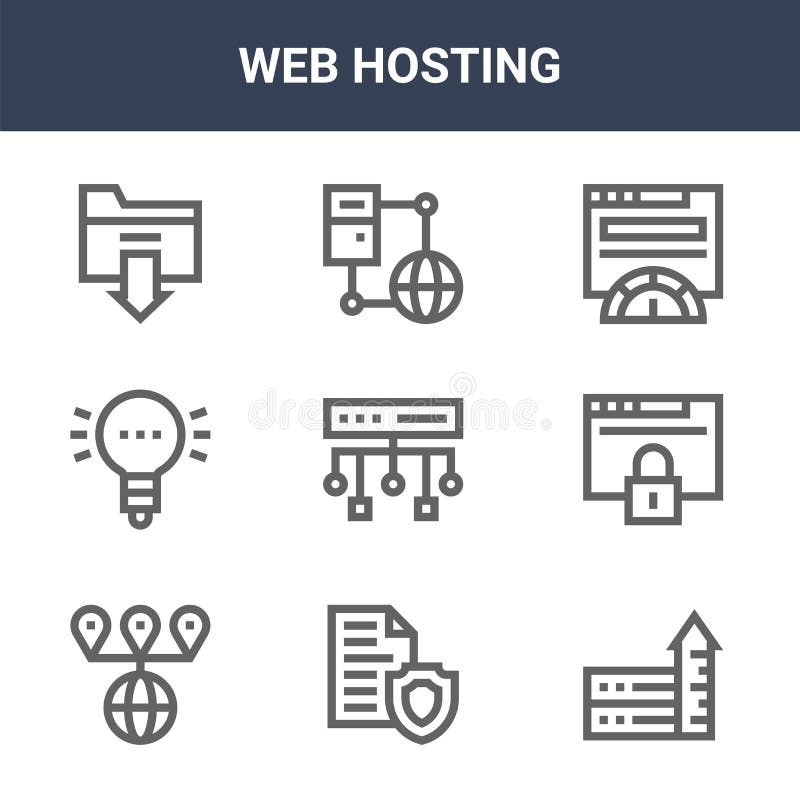 Web Hosting Icons stock vector. Illustration of socket - 16821881