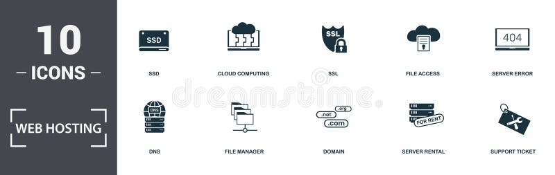 Web Hosting Icons stock vector. Illustration of socket - 16821881