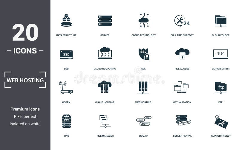Web Hosting Icons stock vector. Illustration of socket - 16821881