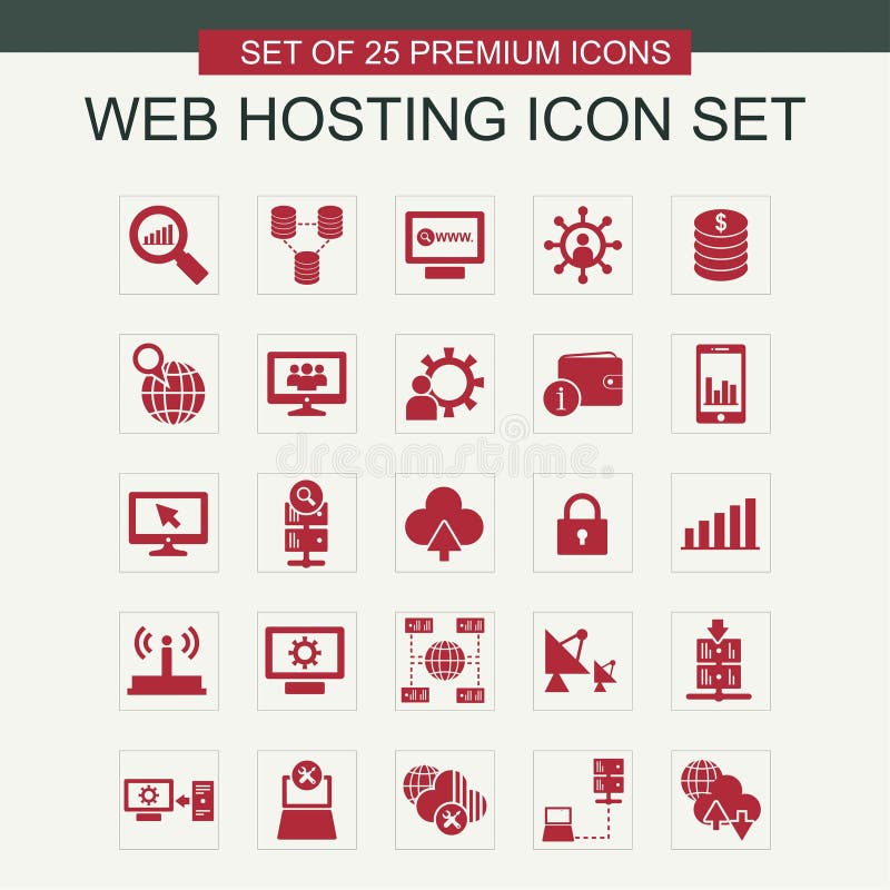 Web Hosting Icons Set Vector Stock Vector - Illustration of computing ...