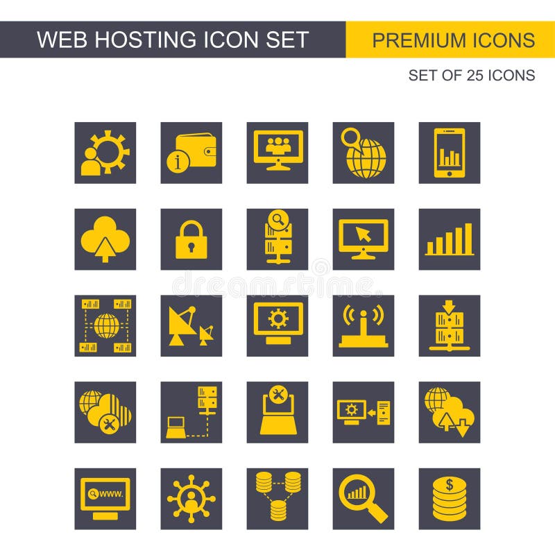 Web Hosting Icons stock vector. Illustration of socket - 16821881