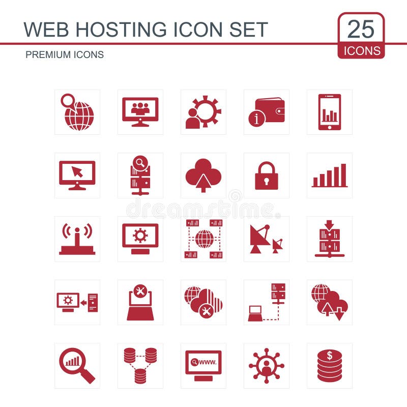 Web Hosting Icons stock vector. Illustration of socket - 16821881