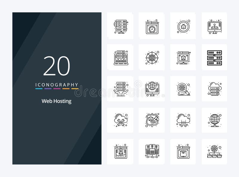 20 Web Hosting Outline Icon for Presentation Stock Vector ...