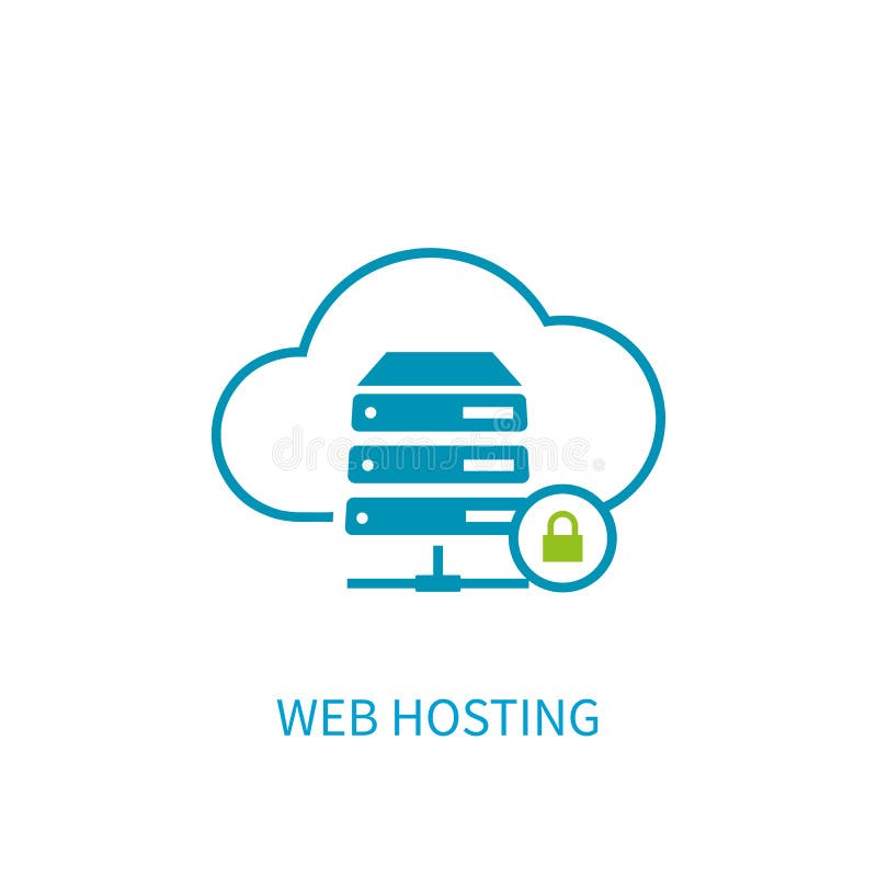 Web Hosting Server Icon with Internet Cloud Storage Computing Ne Stock ...