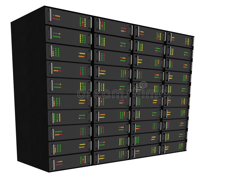 Web Hosting Server Rack on White Stock Illustration - Illustration of ...