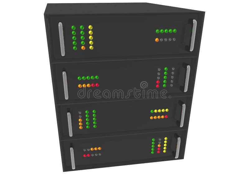 Web Hosting Server Rack on White Stock Illustration - Illustration of ...