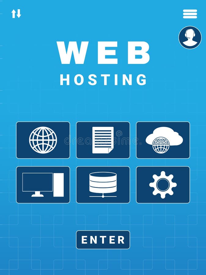 Web Hosting Service. Homepage with Different Icons, Illustration Stock ...