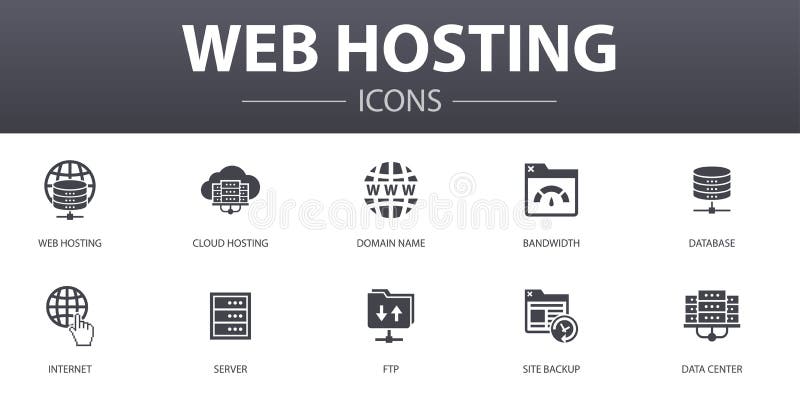 Web Hosting Simple Concept Icons Set Stock Vector - Illustration of ...