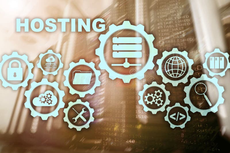 Web Hosting Technology Internet and Networking Concept. on Server Room ...