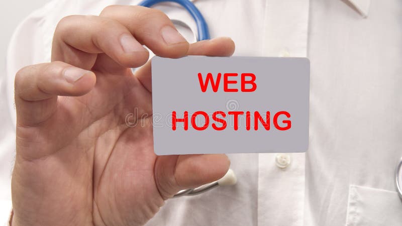 WEB HOSTING the Text on the Card in the Man`s Hand Stock Photo - Image ...