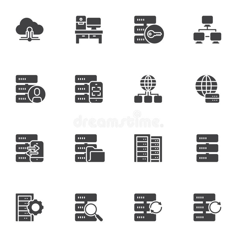 Web Hosting Vector Icons Set Stock Illustration - Illustration of ...