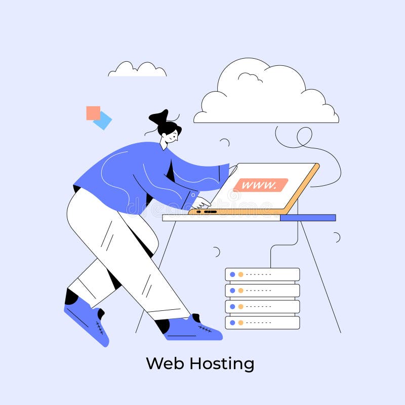 Web Hosting Vector Illustration Stock Vector - Illustration of line ...