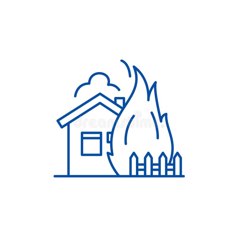 House Fire Line Icon Concept. House Fire Vector Linear Illustration ...
