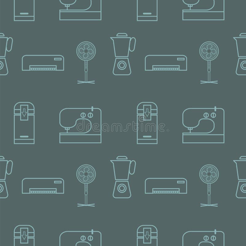 Household Appliances Seamless Pattern. Vector Outline Stock ...