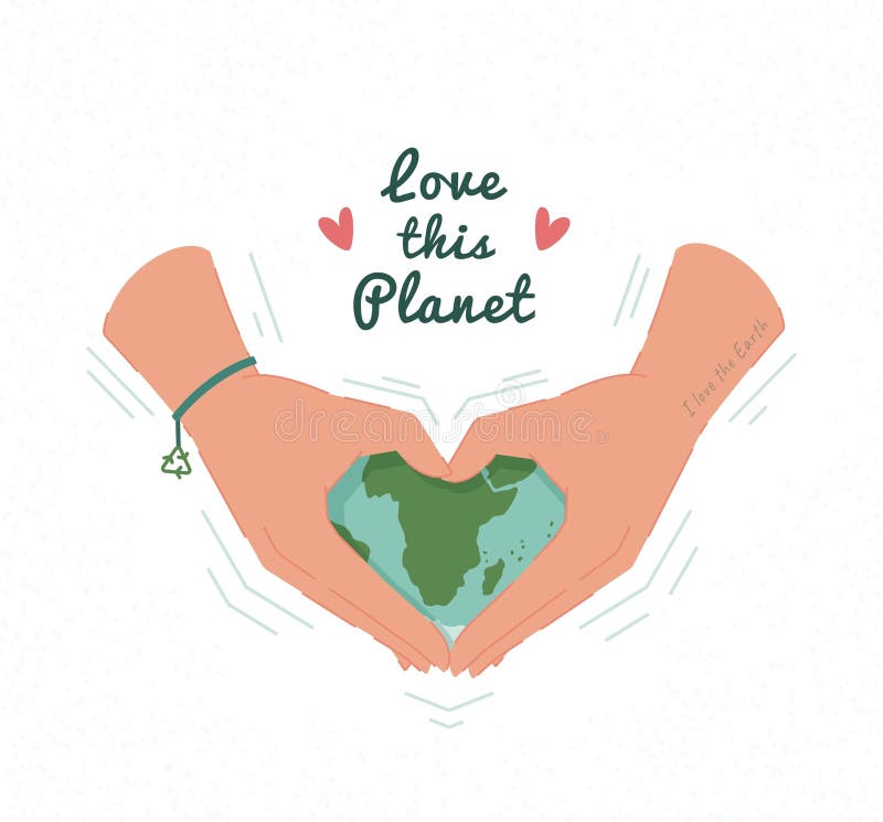 I Love this Planet. Vector Illustration of the Planet in Hand Stock ...