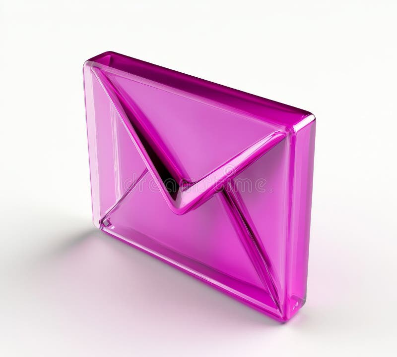 A Web Icon Featuring a 3D Render of a Glass Holographic Email Envelope ...
