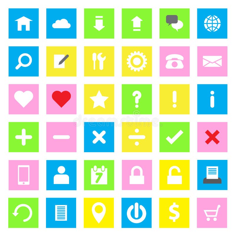 Web Icon Flat Style on Colorful Rectangle Background Stock Vector ...