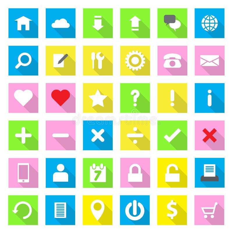 Colorful Flat Web and Technology Icon Set on Circle Stock Vector ...