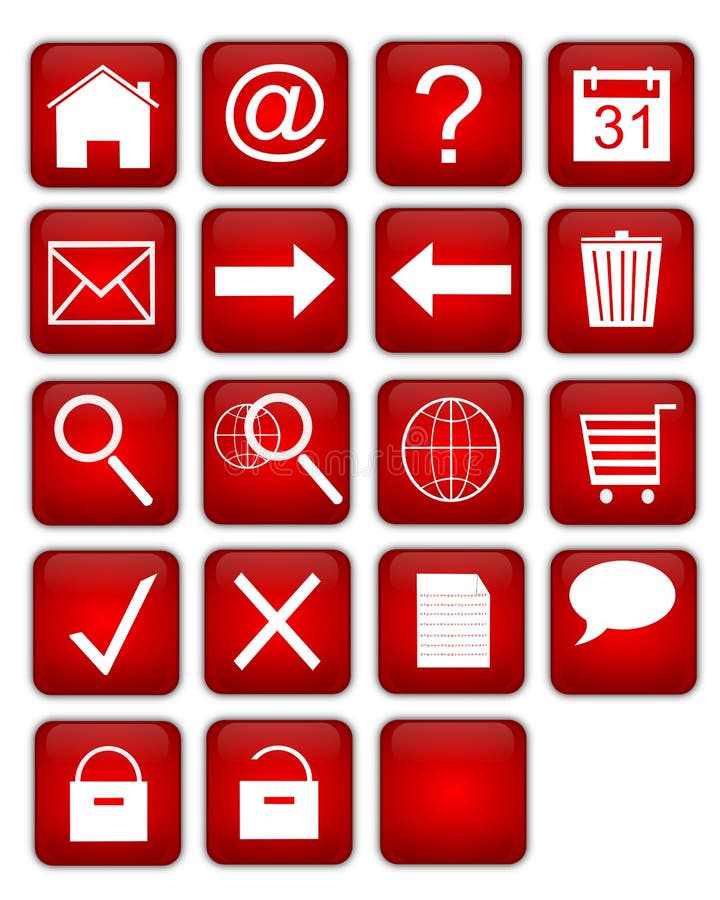 Red Web Navigation Icon Set Stock Vector - Illustration of shopping ...
