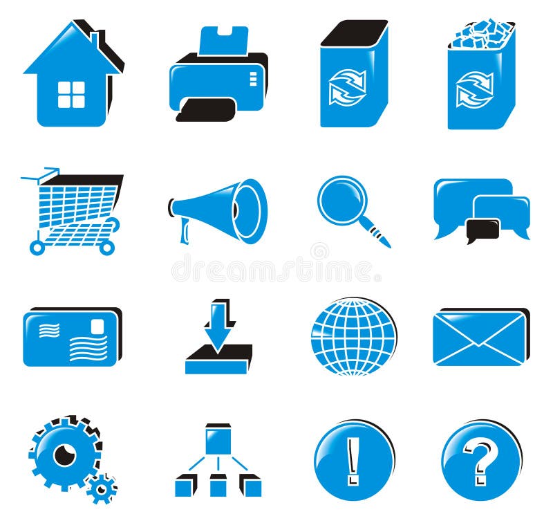 3d Color Web and Internet Icon Set Stock Vector - Illustration of ...