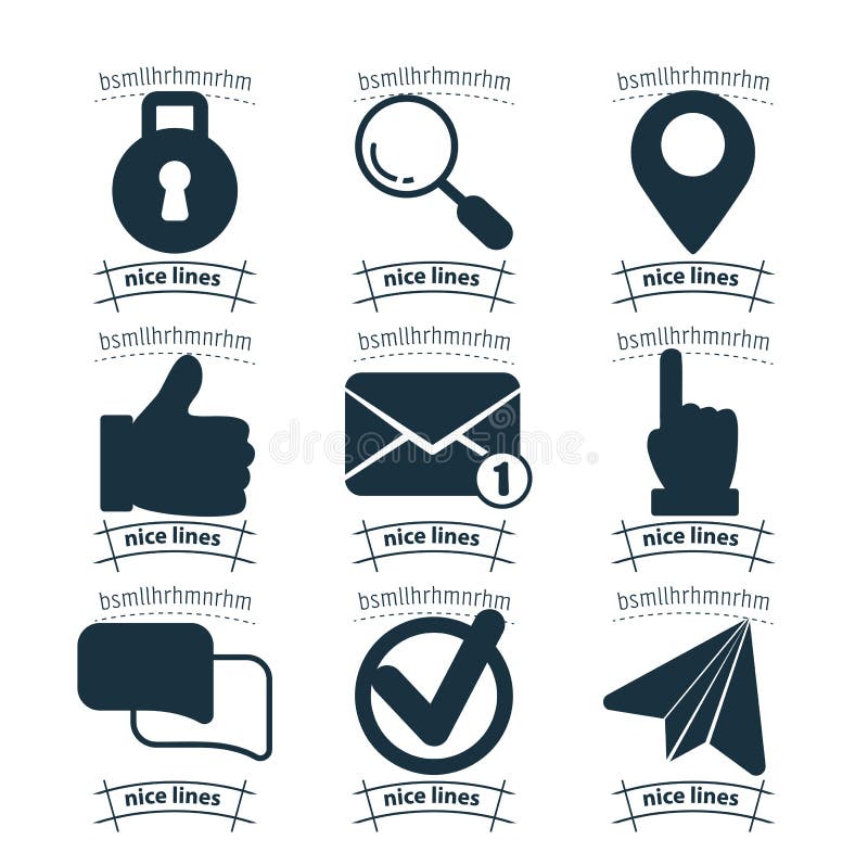 Web Icon Set with Like Icon, Lock, Map Pin, Chat Dialog Bubble Stock ...