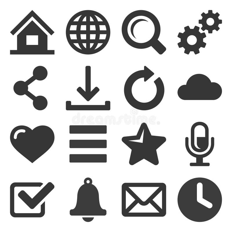 Web Icon Set on White Background. Vector Stock Vector - Illustration of ...