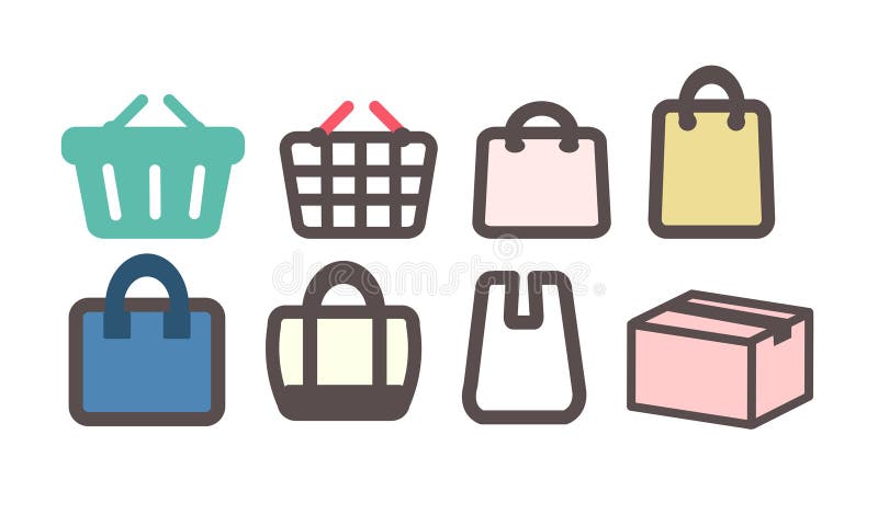 Shopping Bag Simple Icon Set Stock Vector - Illustration of simple ...