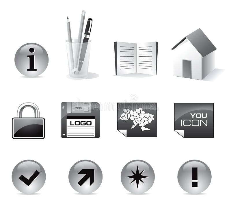B&w icon set. stock vector. Illustration of icons - 4669641