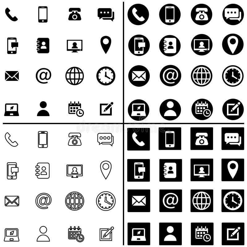 Contact Us Icons Vector Set. Web Sign Illustration Collection ...