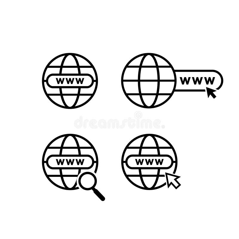 Web Icon Vector. Set of Flat Icon Web Internet and Globe Symbol Stock ...