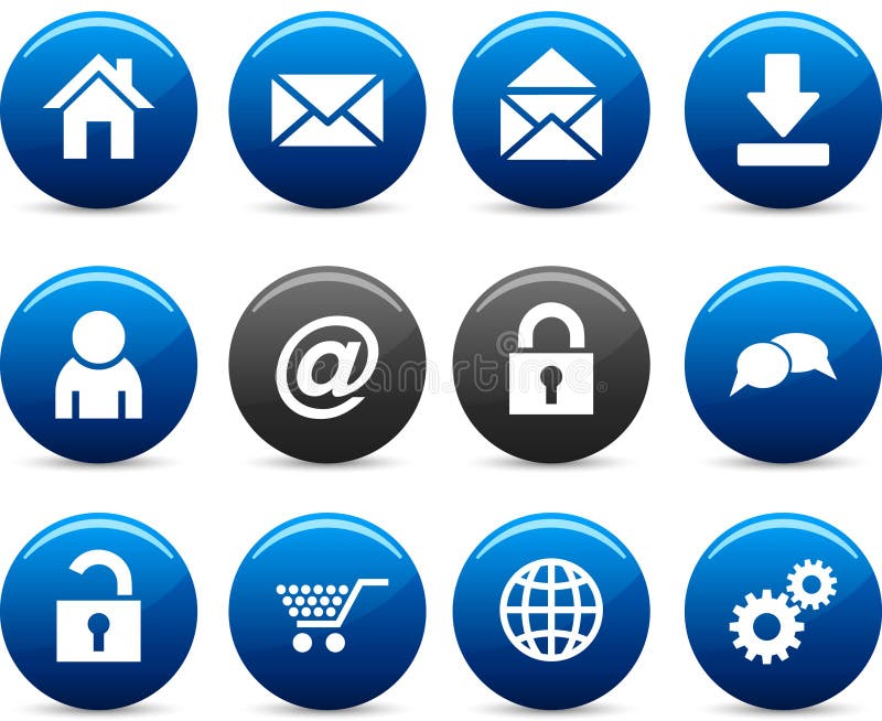 Blue Glass Web Icons, Buttons Stock Vector - Illustration of icons ...