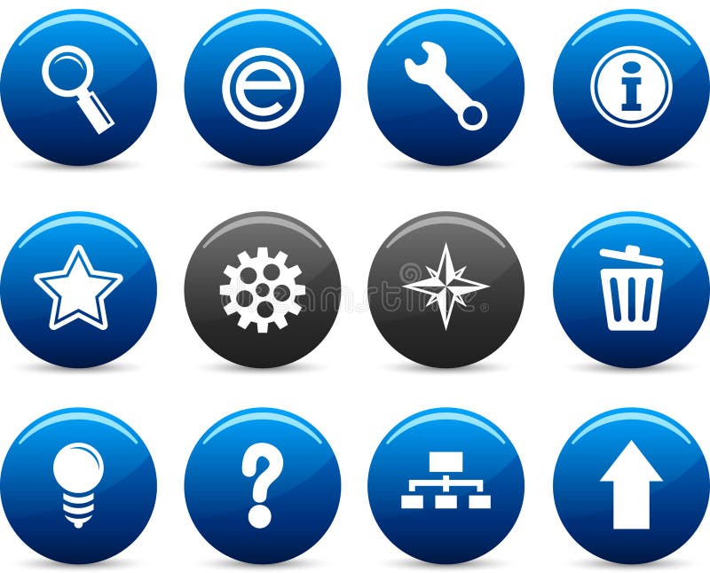 Internet Web Icons, Blue Contour Sticker Series Stock Vector ...